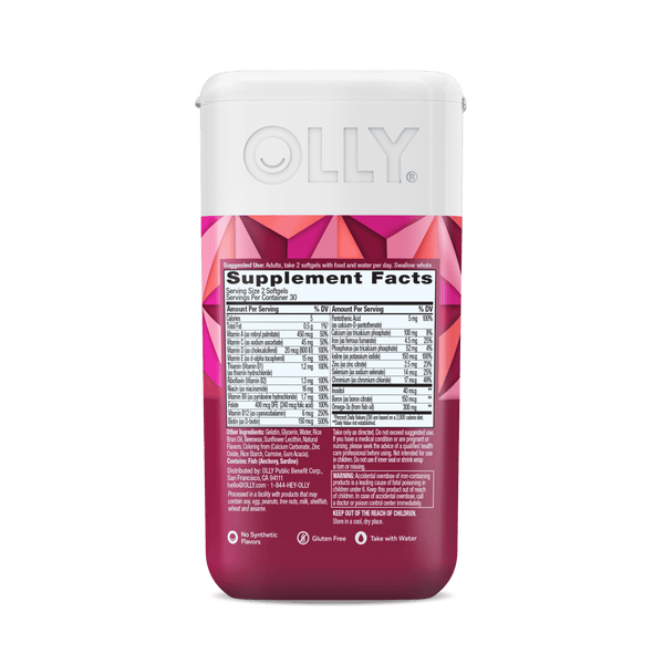 OLLY Ultra Strength Women’s Multivitamin – Omega-3, Biotin, Iron– OLLY PBC